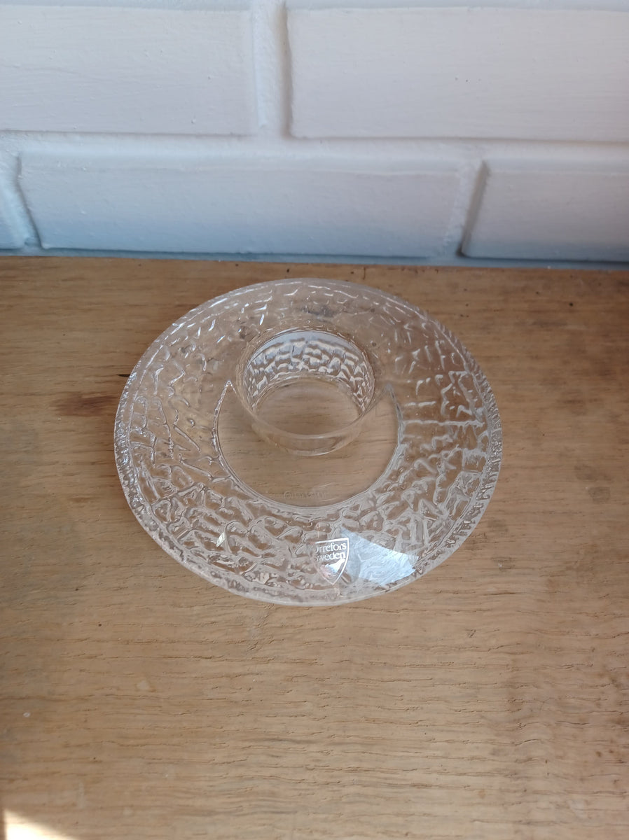 Orrefors. Discus, Fyrfadsstage 14 cm. – Kolaths Antik & Genbrug